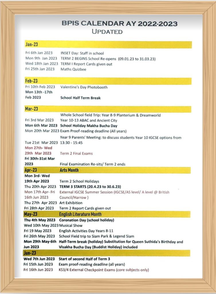 Calendar – BPIS